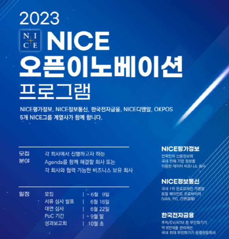 NICE그룹, ‘NICE 오픈 이노베이션 프로그램’ 스타트업 참가자 모집(~6월9일) - 와우테일